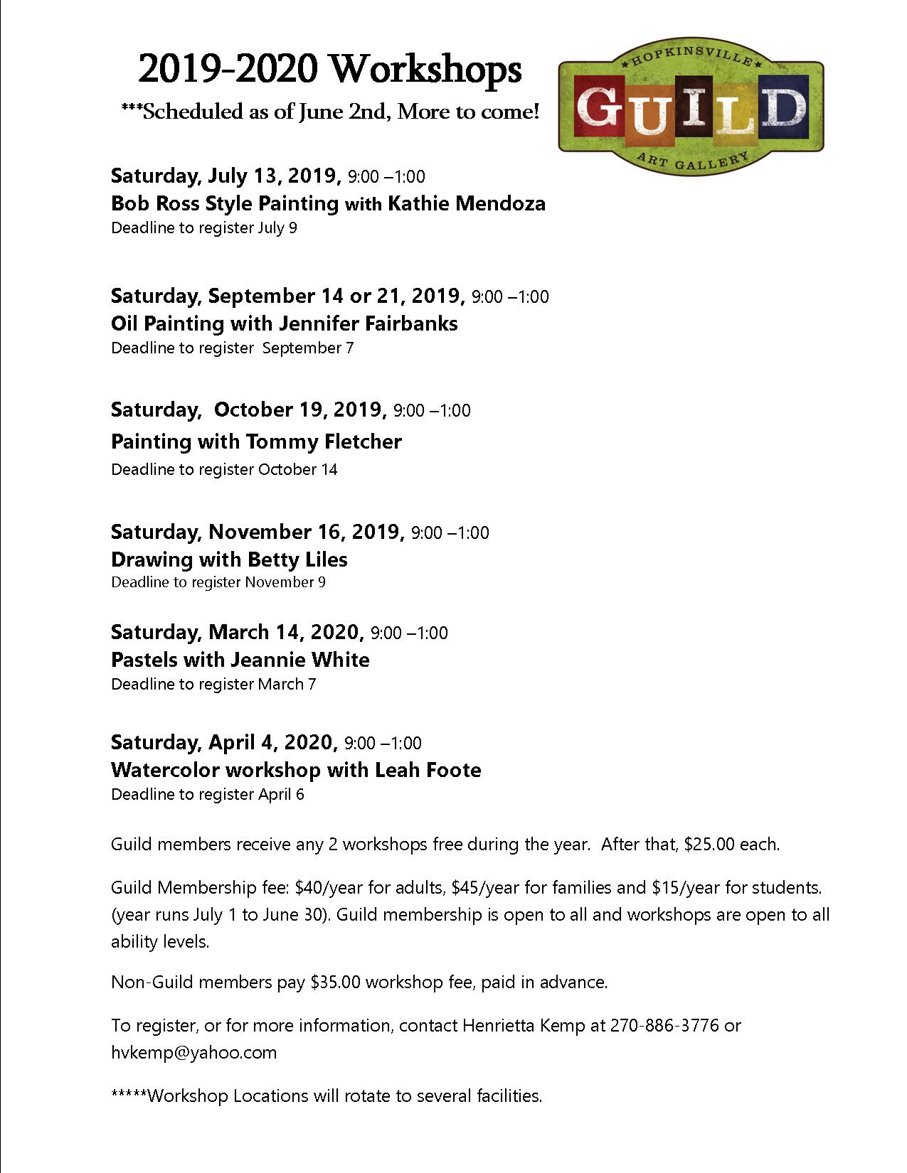 Workshops 2019-2020 – Visit Hopkinsville – Christian County